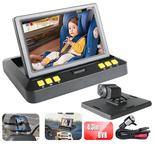 4.3'' Foldable Screen DVR Monitor Backup Camera Car Back Seat Cam Baby ...