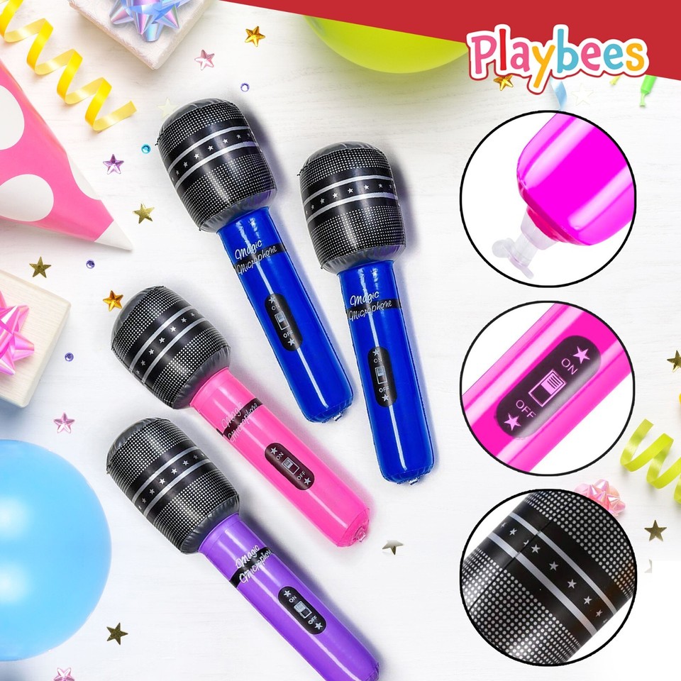 Inflatable Microphones - 12-Pack - 10.5" Vibrant Wireless Mics for ...