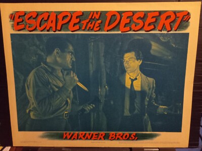 Lobby Card 1945 ESCAPE IN THE DESERT escaped German POW attacks Philip ...