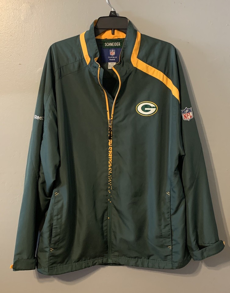 EUC! Green Bay Packers SPELL-OUT Windbreaker Full Zip On Field NFL ...