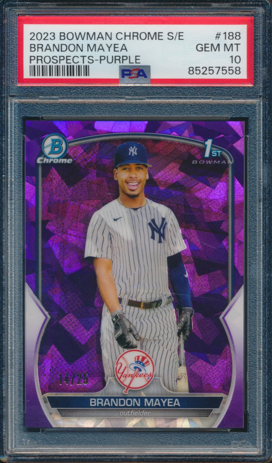 PSA 10 BRANDON MAYEA 2023 Bowman Chrome SAPPHIRE PURPLE REFRACTOR/25 RC ...