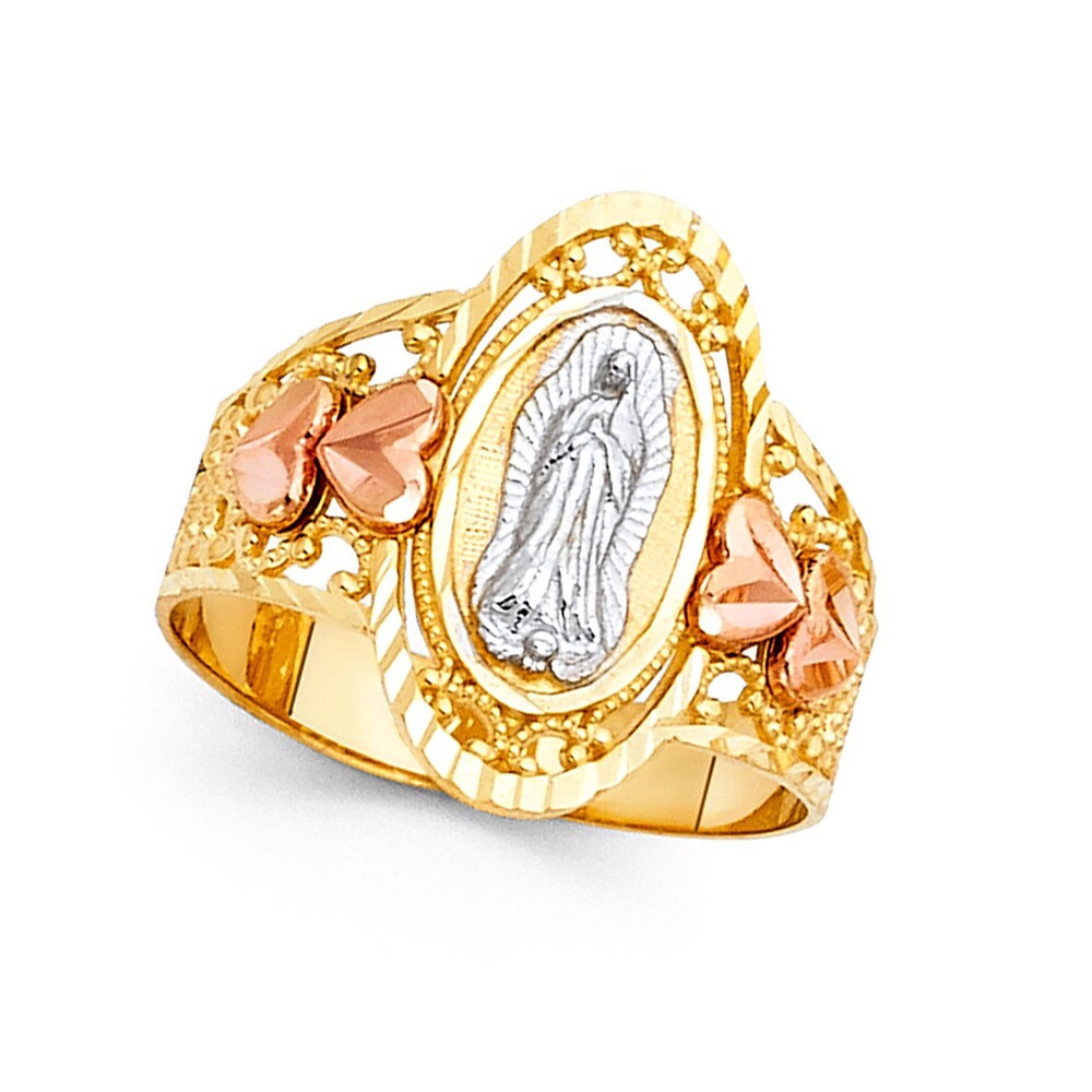GOLD - 14K Tri Color Gold Our Lady of Guadalupe Ring | eBay