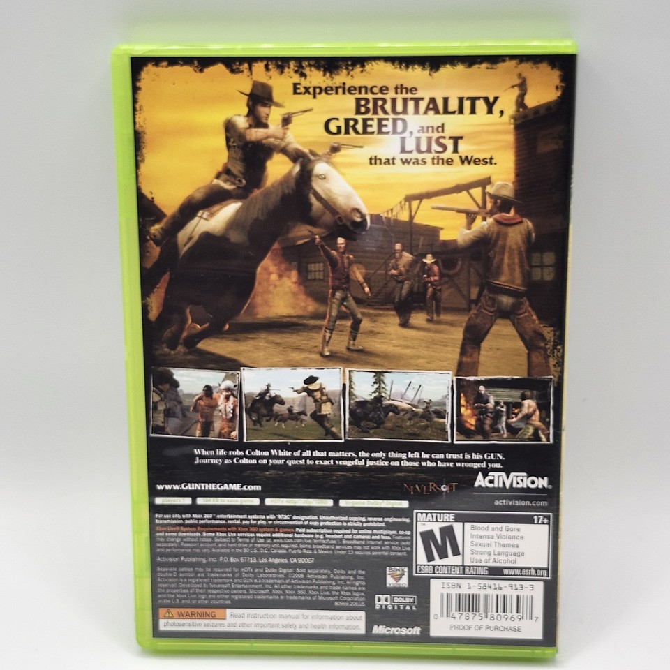 Gun (Microsoft Xbox 360, 2005) Game Complete w/ Manual Great Condition ...