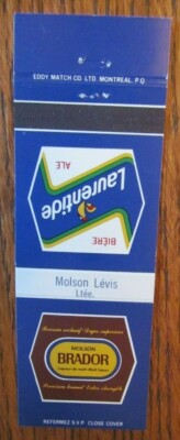 BRADOR & LAURENTIDE BEERS MOLSON BREWING COMPANY MATCHBOOK MATCHCOVER ...