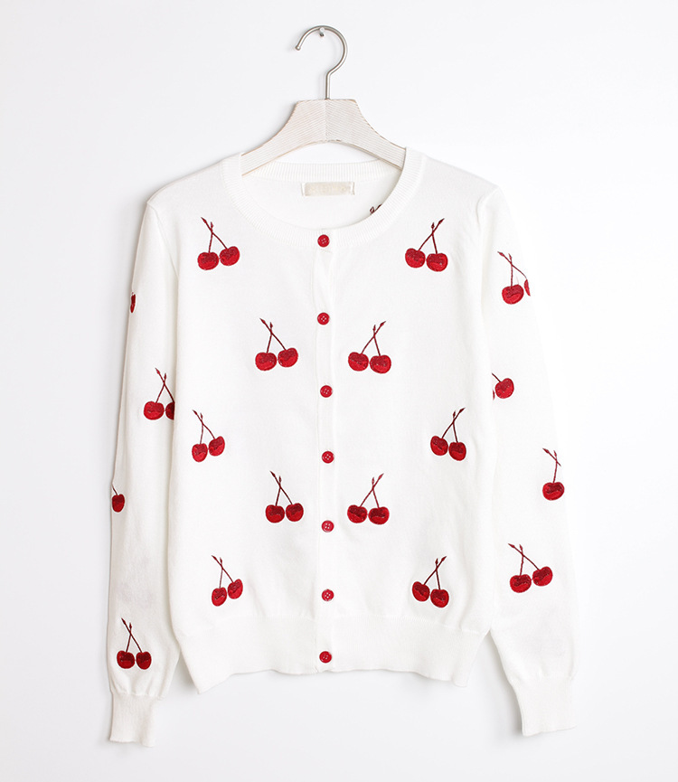 Retro Rockabilly 50's Cherry Embroidered Cardigan Sweater | eBay