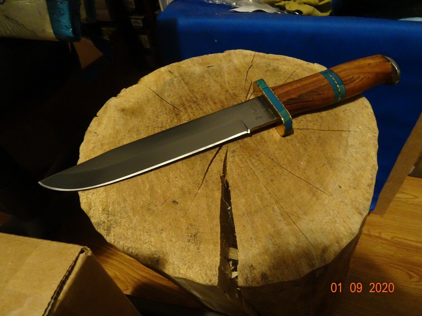 CHEROKEE STONE WORKS 14" BOWIE KNIFE 440 S.S. BLADE ROSEWOOD ...