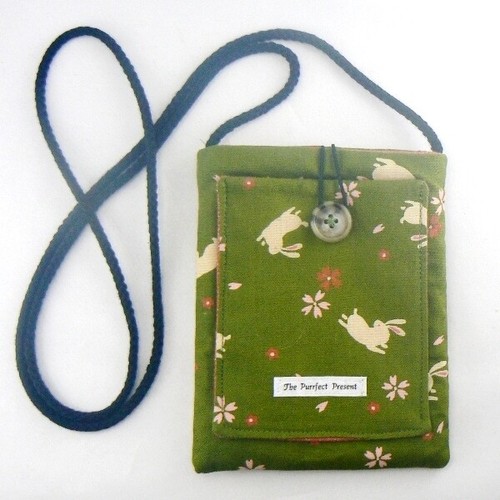 Mini Pouch Purse with Bunny Rabbit Print w/Strap for Small Flip Phone ...
