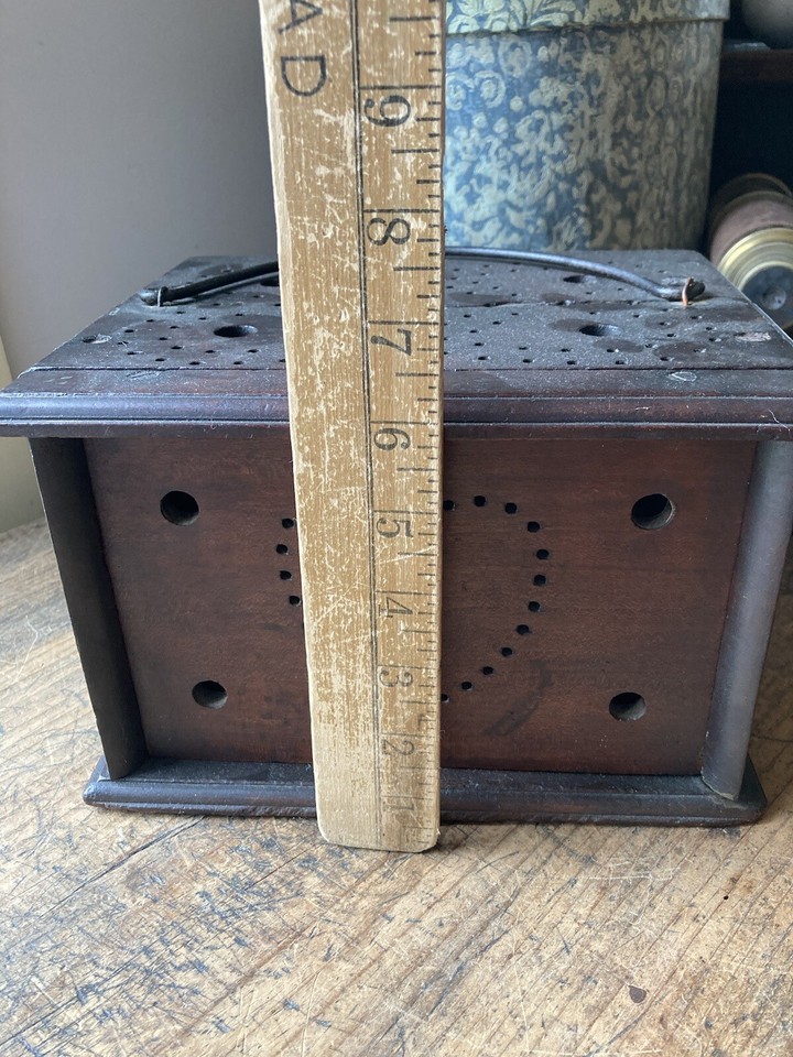 BEST! Many Hearts! ANTIQUE 18th C Colonial Wooden Carriage Foot Warmer ...