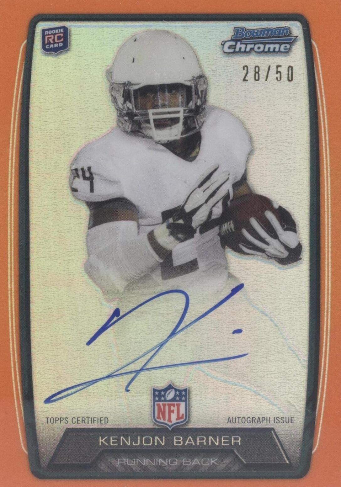 2013 Bowman - Rookie Chrome Refractor Autograph Kenjon Barner #RCRA-KB ...