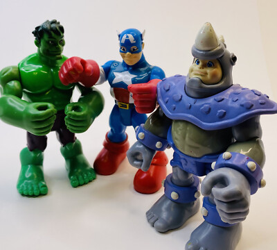 Captain America Marvel Lot Friends 2005 Rhino Green Haulk 3 Play Action ...