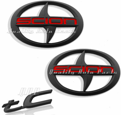 3 - Pieces NEW SCION TC Front Rear MATTE Black Badge Emblem 2011-2016 ...
