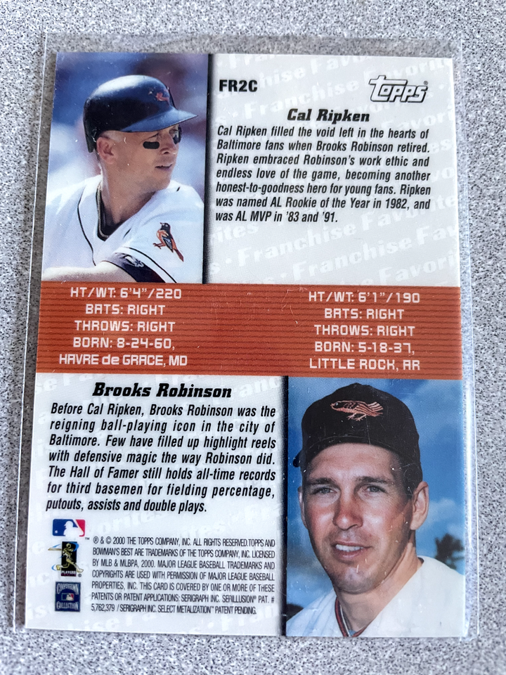 2000 Bowman's Best Cal Ripken Brooks Robinson Franchise Favorites Card ...