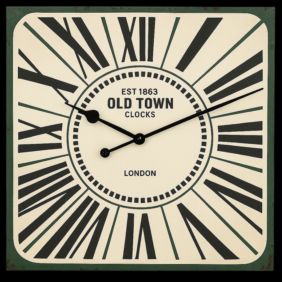 Williston Forge Wall Clock Cedar 69cm Large Green Square Roman Numeral ...