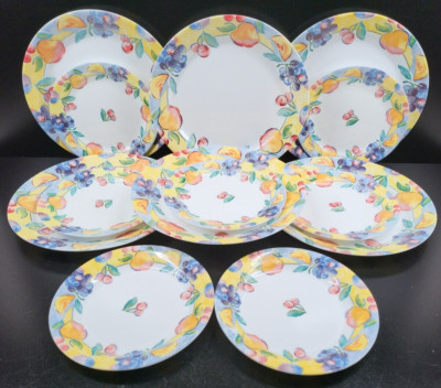 13 Pc Corelle Fruit Basket Dinner Salad Plates Set Vintage Corning ...