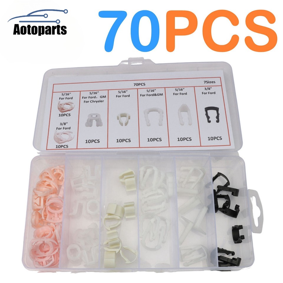 70 Pieces Fuel Line Retainer Clip 7 Size 3/8 5/16 Assortment for ...