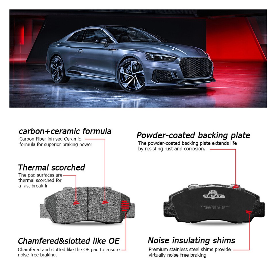 Front & Rear Ceramic Disc Brake Pads For 2017 2018 2019 Ford Escape 1 ...
