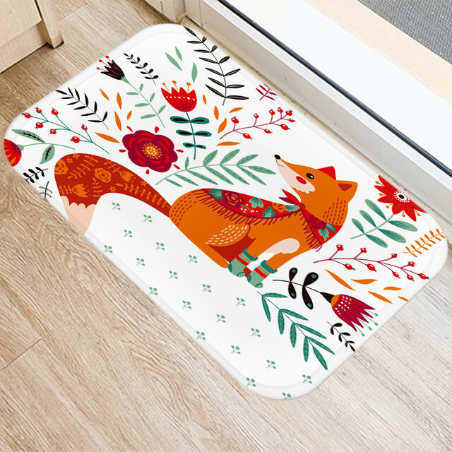 Cartoon fox Door Mat Indoor Hallway Balcony Mats Velvet Living Room ...