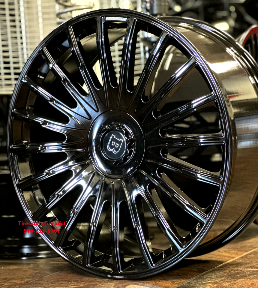 24" Gloss Black Brabus Style Wheels fit Mercedes G55 G Wagon Tires G550 ...