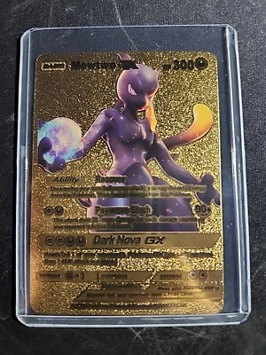 Mewtwo GX Dark Nova Gold Foil Fan Art Vinyl Textured Collector Pokemon ...