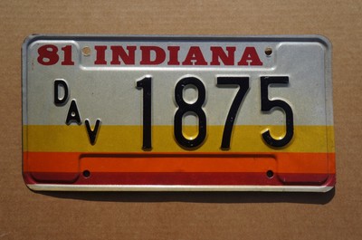 1981 Indiana DAV Disabled American Veteran License Plate # 1875 | eBay
