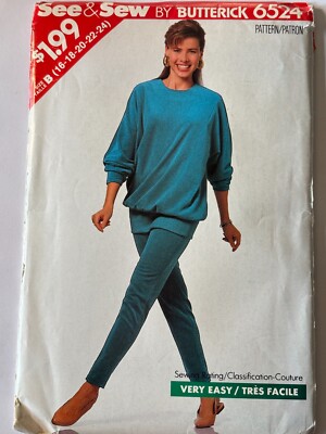 New Uncut FF Size 16-24 Misses 1980s Top & Pants Sewing Pattern ...