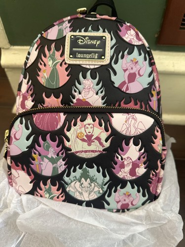 Loungefly Disney VILLAINS PASTEL FLAMES! Mini backpack with wallet | eBay