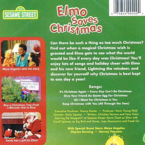 Elmo Saves Christmas Sesame Street movie, new DVD Maya Angelou Durning ...