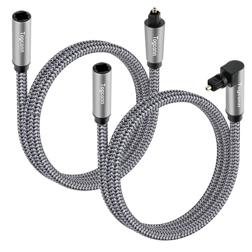 Optical Extension Fiber Digital Cable Adapter 4 Feet（2 Pack）, 90 Degree ...