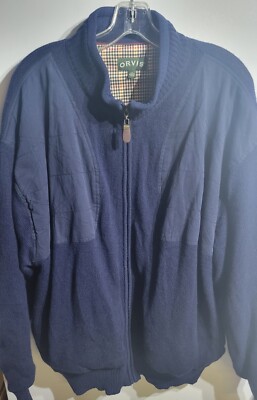 Orvis Men's Jacket Size XXL 100% Wool, Lined Bomber Hunting Navy Blue ...