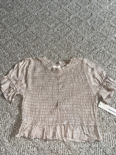Womens Urban Romantics Peach Tiny Floral Smock Chest Crop Top - Sz ...