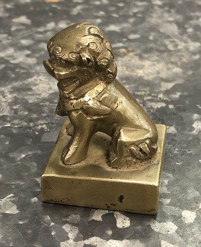 Vintage Chinese Brass Lion Fu Foo Dog Seal Chop Stamp Facing Left | eBay