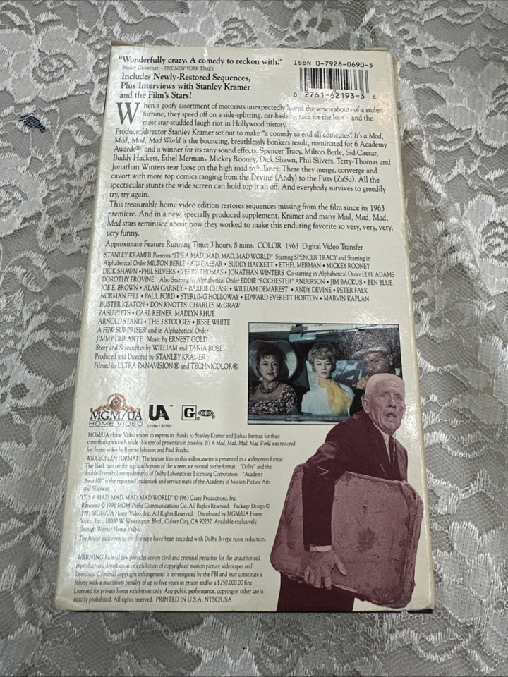 It's A Mad, Mad, Mad, Mad World VHS, 2-Tape Set, Widescreen, 1991 MGM ...