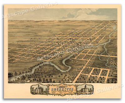 Reproductions - 1869 Birds Eye Map Of City