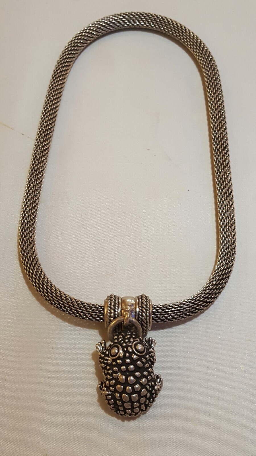 Beautiful Vintage Cabot Silver Tone Mesh Choker w Fro… - Gem