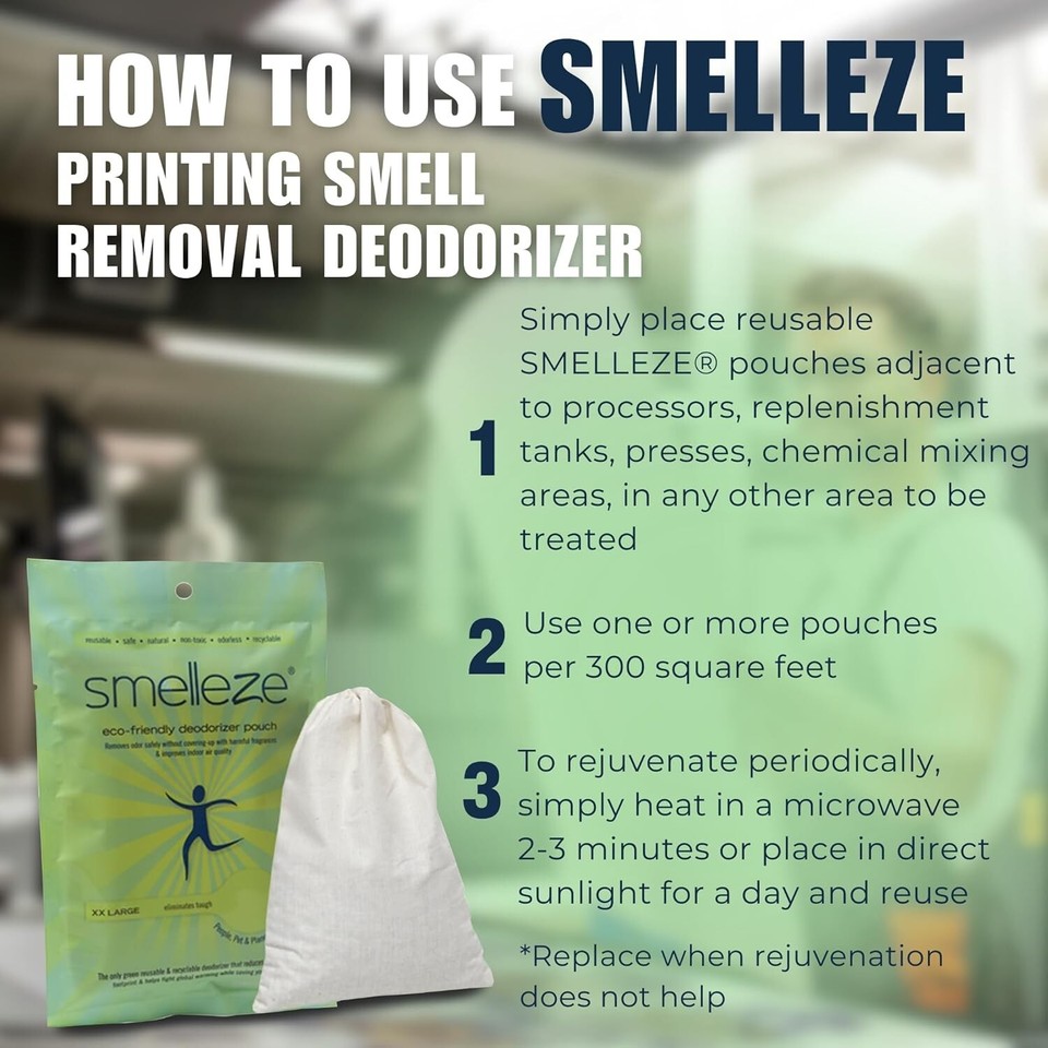 SMELLEZE Reusable Printing Smell Removal Deodorizer: Rid Odor in 300 Sq ...