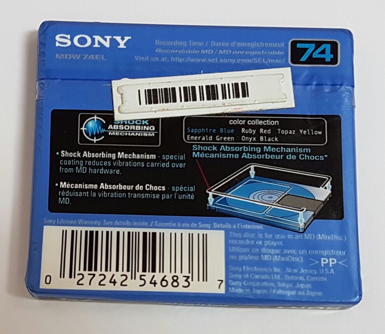 New Sony Mini Disc Blue Sapphire 74 Recordable MD Shock Absorbing Audio ...