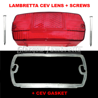 Lambretta Series 2 Li & TV CEV Type REAR LIGHT / LAMP LENS + SCREWS ...