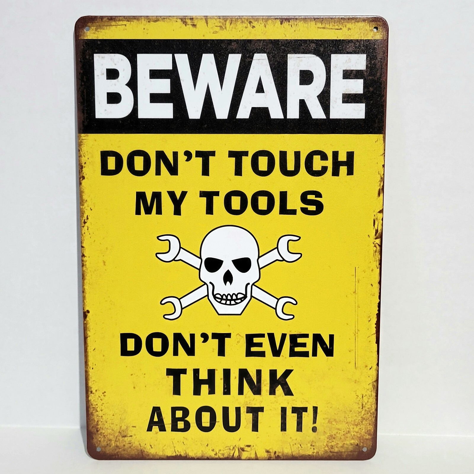 Beware Skull Tools Funny Rustic Vintage Metal Tin Signs Man Cave Garage ...