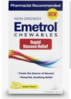Emetrol Chewables for Rapid Nausea Relief Pharmacist-Recommended Lemon ...