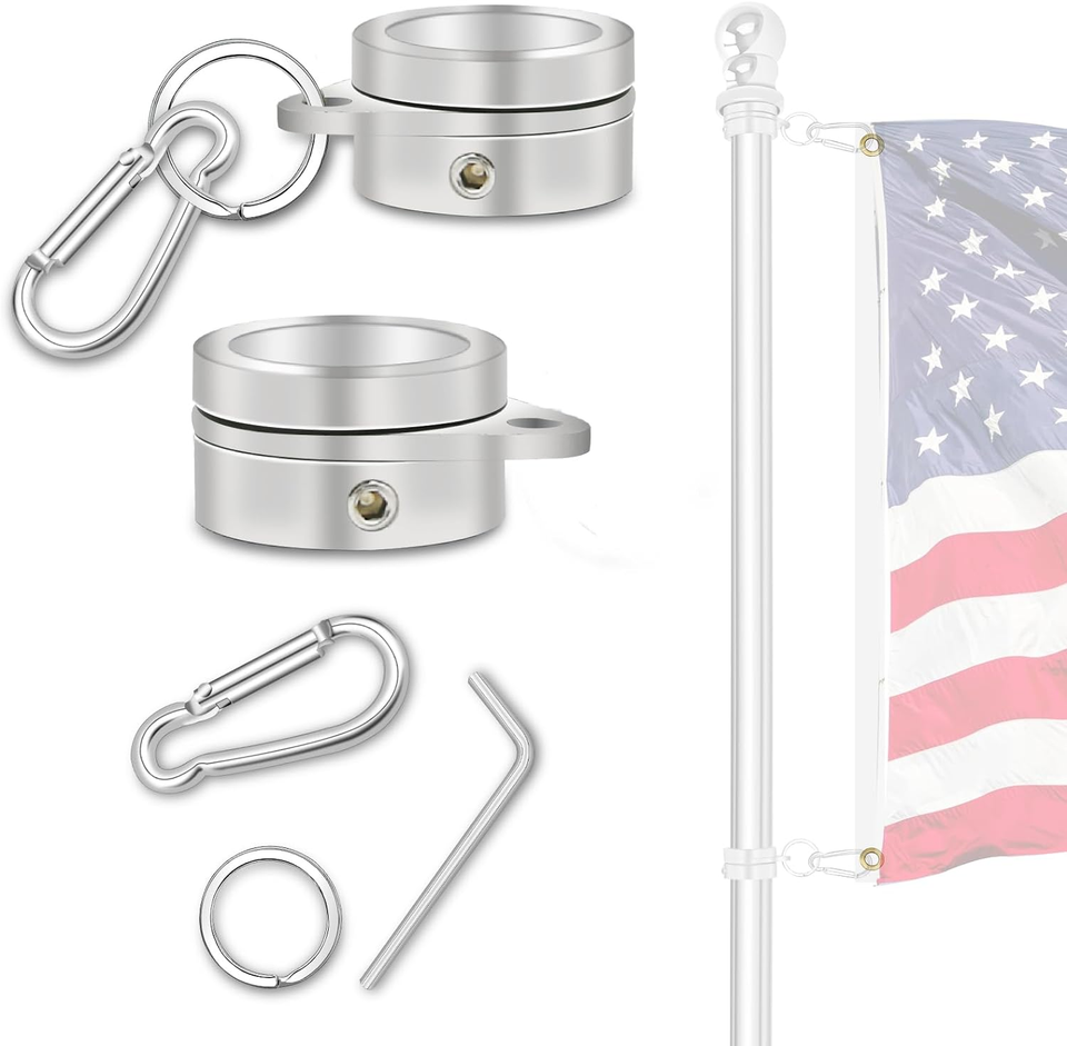 1" Flag Pole Rings 2 Pcs Anti Wrap Flag Pole Clips Swivels 360 ...