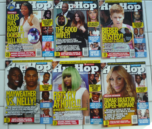 Lot of 6 HIP HOP WEEKLY Magazines: Bieber, Kardashian, Kelis, Nelly ...