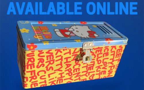Hello Kitty Mini Locker Tin Bank 2005 Sanrio Collectible Cat Toy School ...