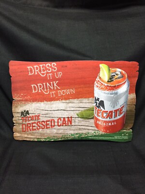 Wood Sign Tecate Beer Dressed Can Cerveza Sign 18”x12” New in the box ...