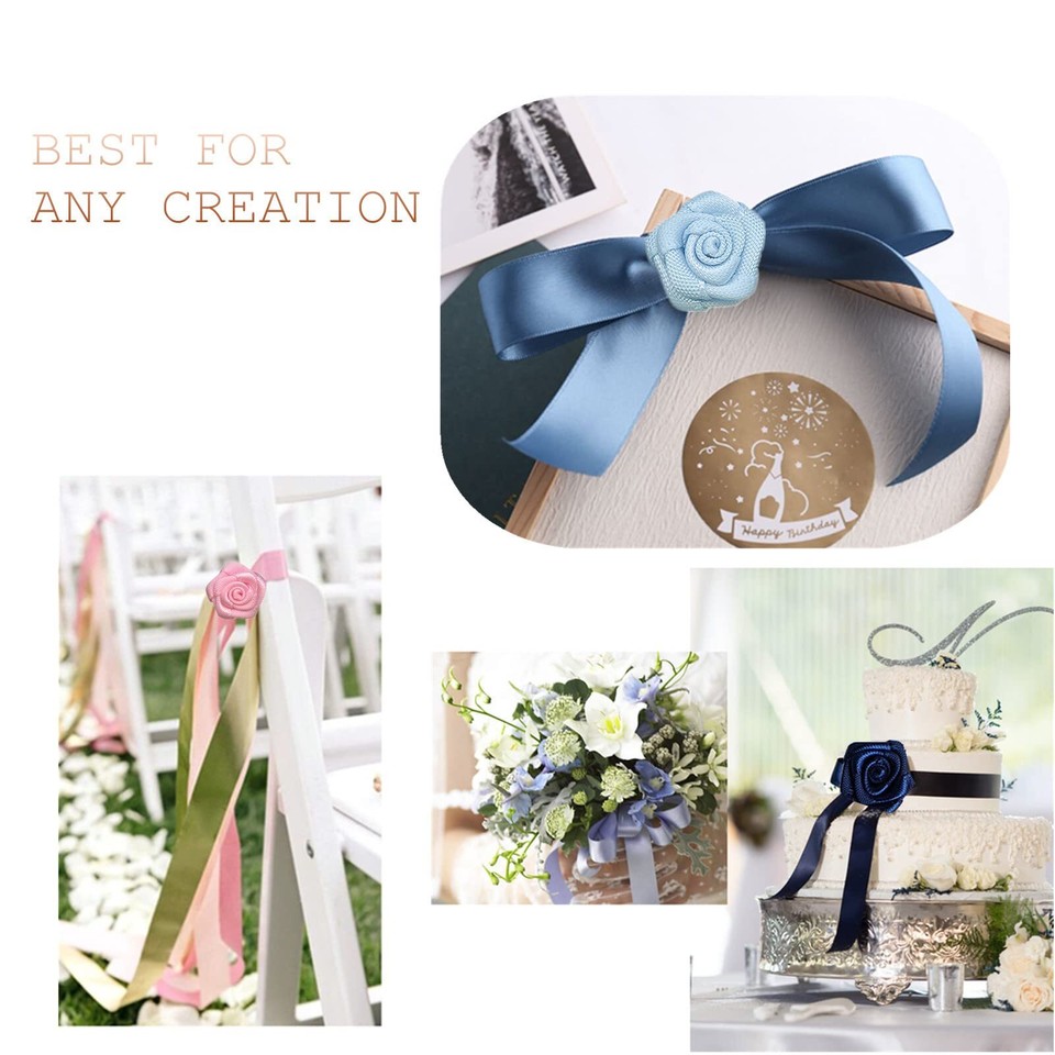 120pcs Mini Roses Mini Ribbon Flowers for Crafts Multicolor Fabric ...