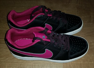 Nike Backboard II black/ burgundy leather low top trainers, sz6, eu40 ...