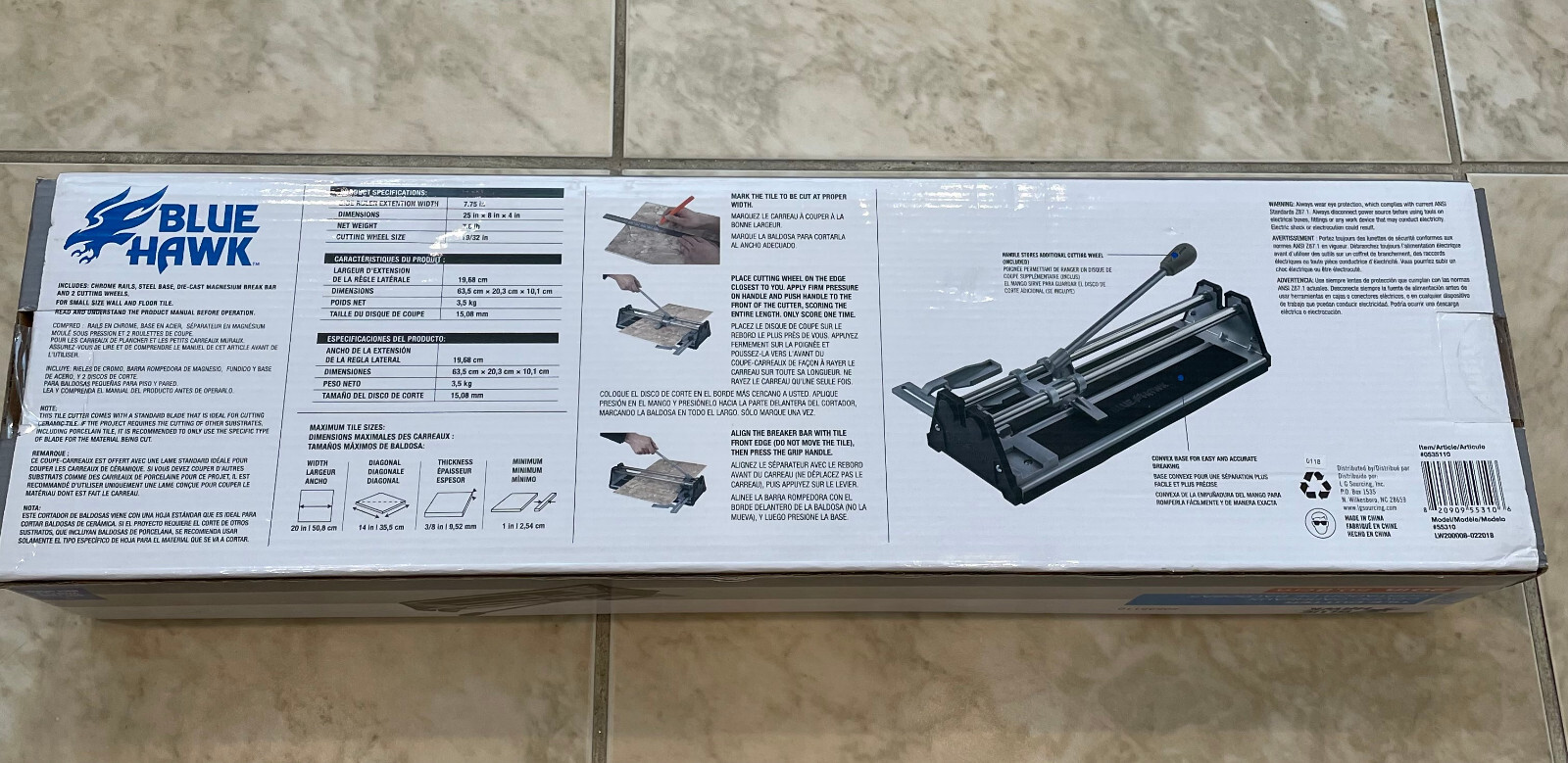 Blue Hawk 20" Inch (50 8 Cm 2 Cutting Wheels) Tile Cutter See Pictures ...