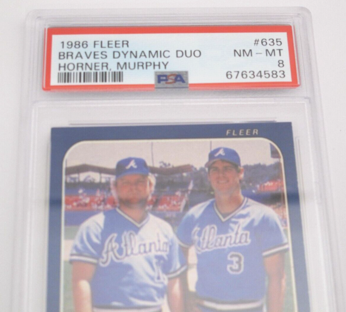 1986 Fleer baseball Bob Horner Dale Murphy Atlanta Braves #635 PSA 8 NM ...