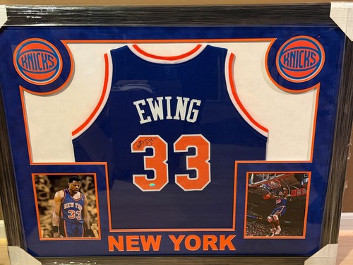 Framed Signed Patrick Ewing New York Blue Jersey COA Autograph Auto ...