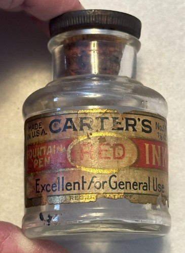 Vintage Glass Inkwell Ink Bottle CARTER'S RED INK | eBay