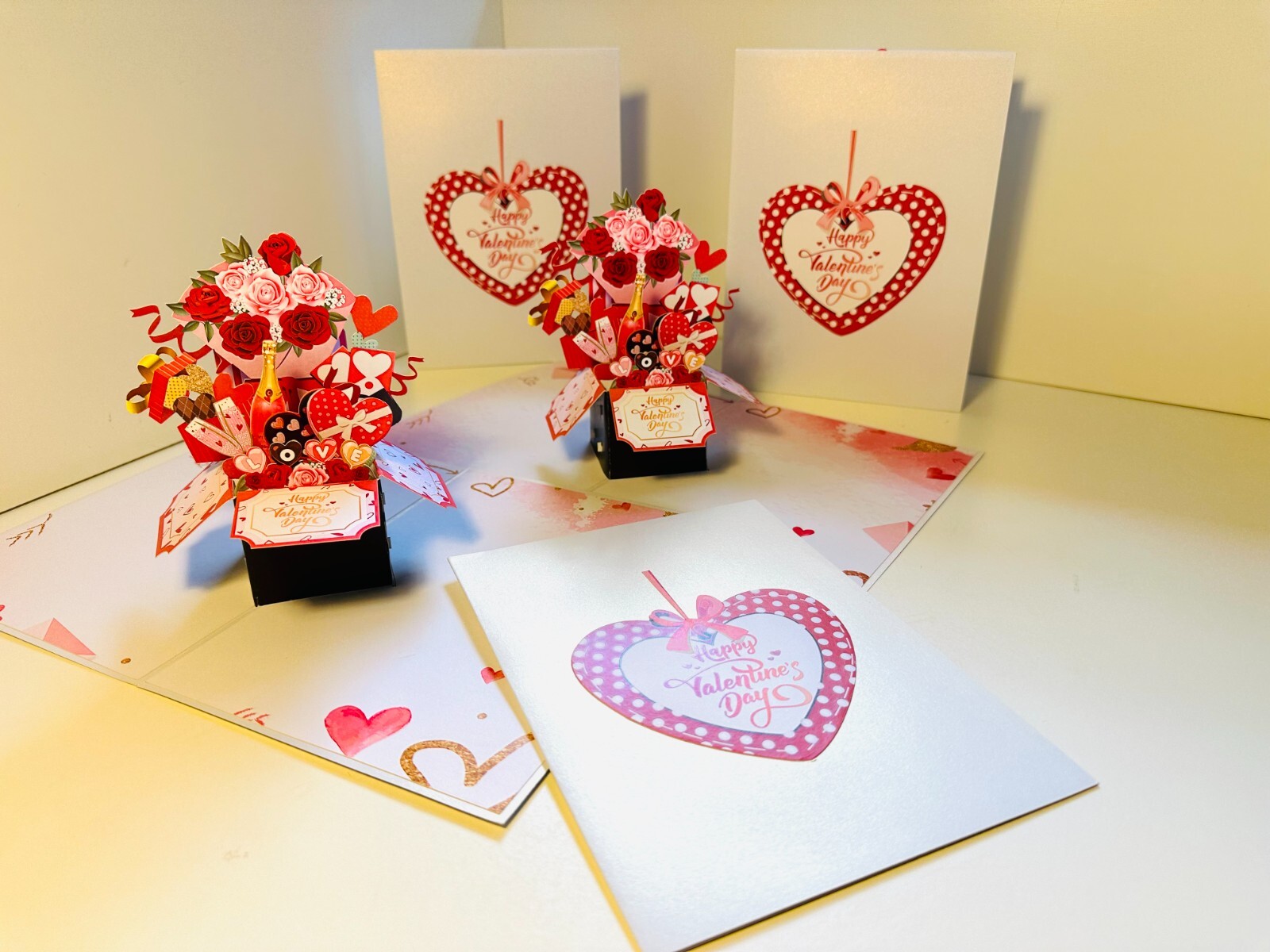 ORIGAMI POP CARDS -Happy Valentine's Day Gift Hampers 3D Thank You Pop ...